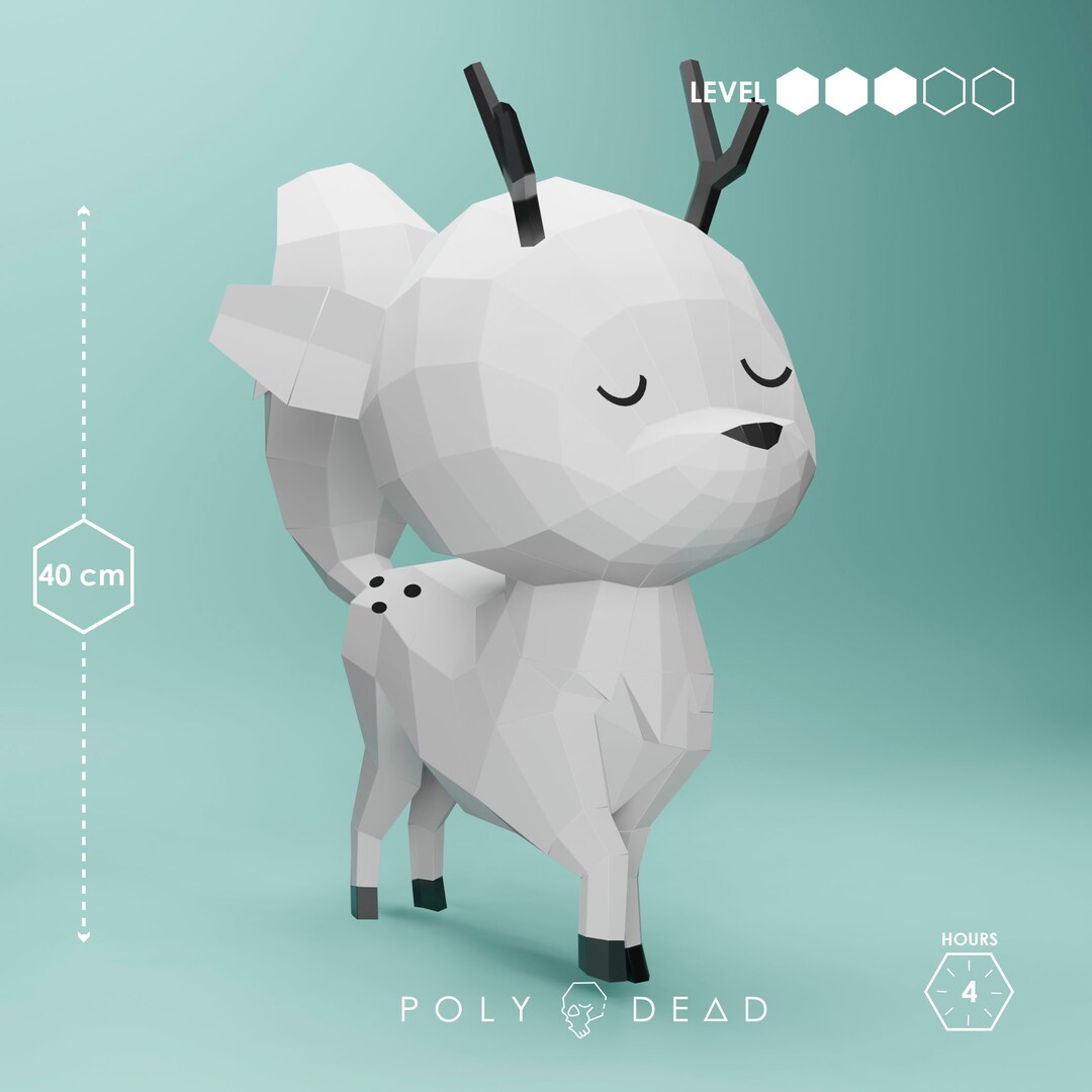 DIY Deer Fox + DXF | Deer Fox Papercraft | Twig Hilda Templates | Low ...