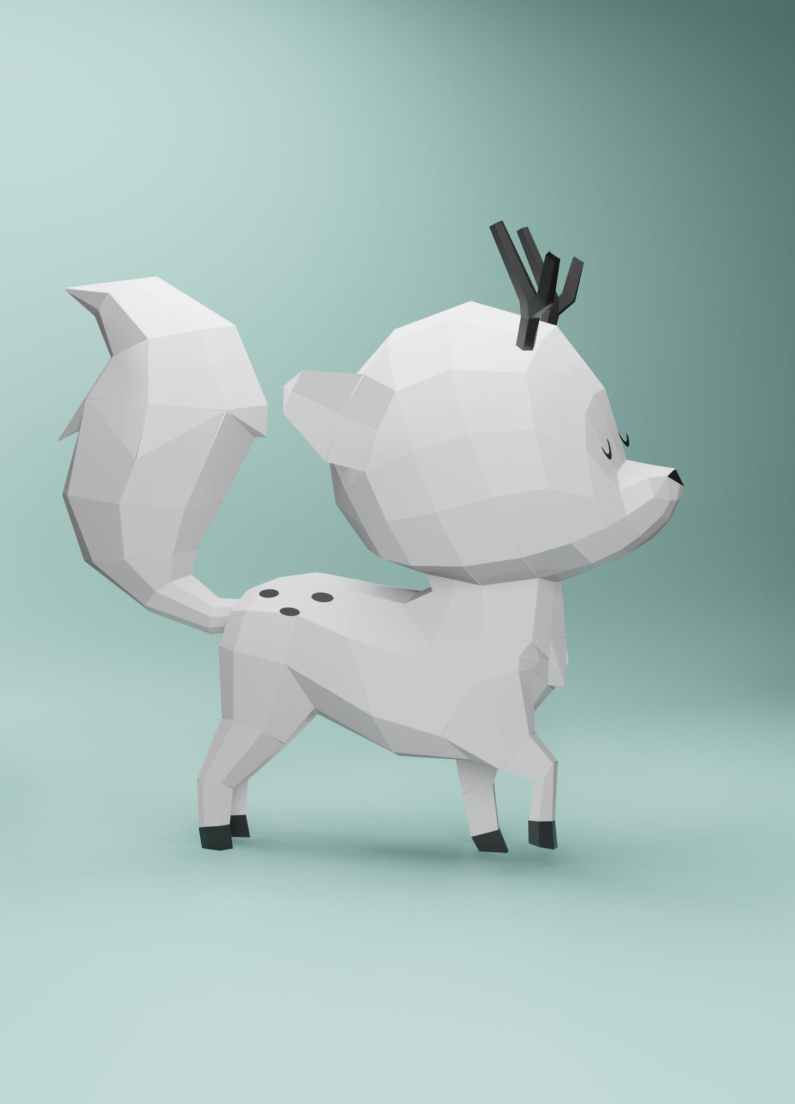 DIY Deer Fox + DXF | Deer Fox Papercraft | Twig Hilda Templates | Low ...