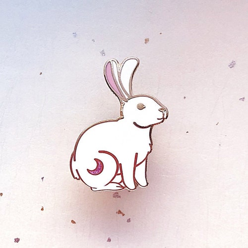 Midnight Lunar Rabbit Hard Enamel Pin - Etsy