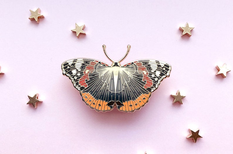 Red Admiral Butterfly Enamel Pin | Etsy