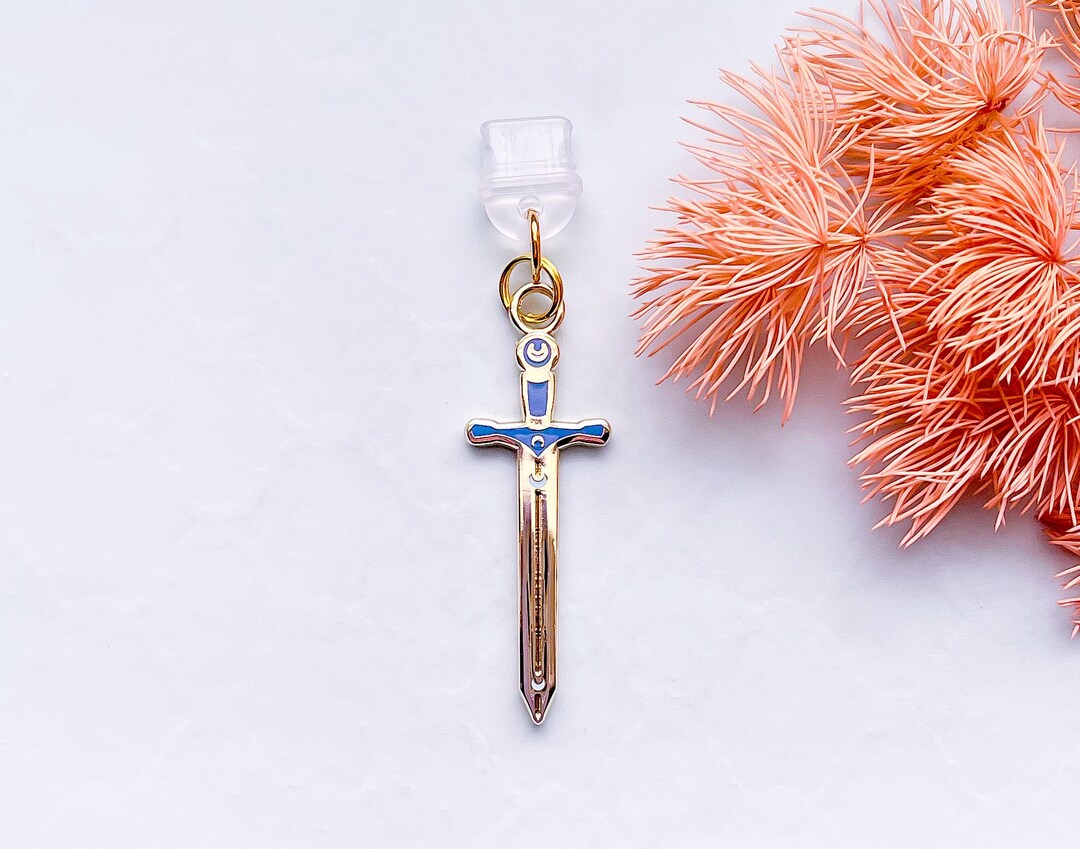 Lunar Sword Gold Metal Dust Plug Charm - Etsy