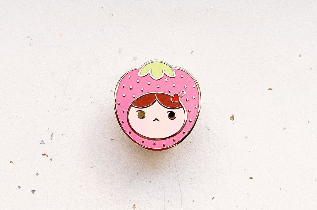 Strawberry Girl Enamel Pin - Etsy