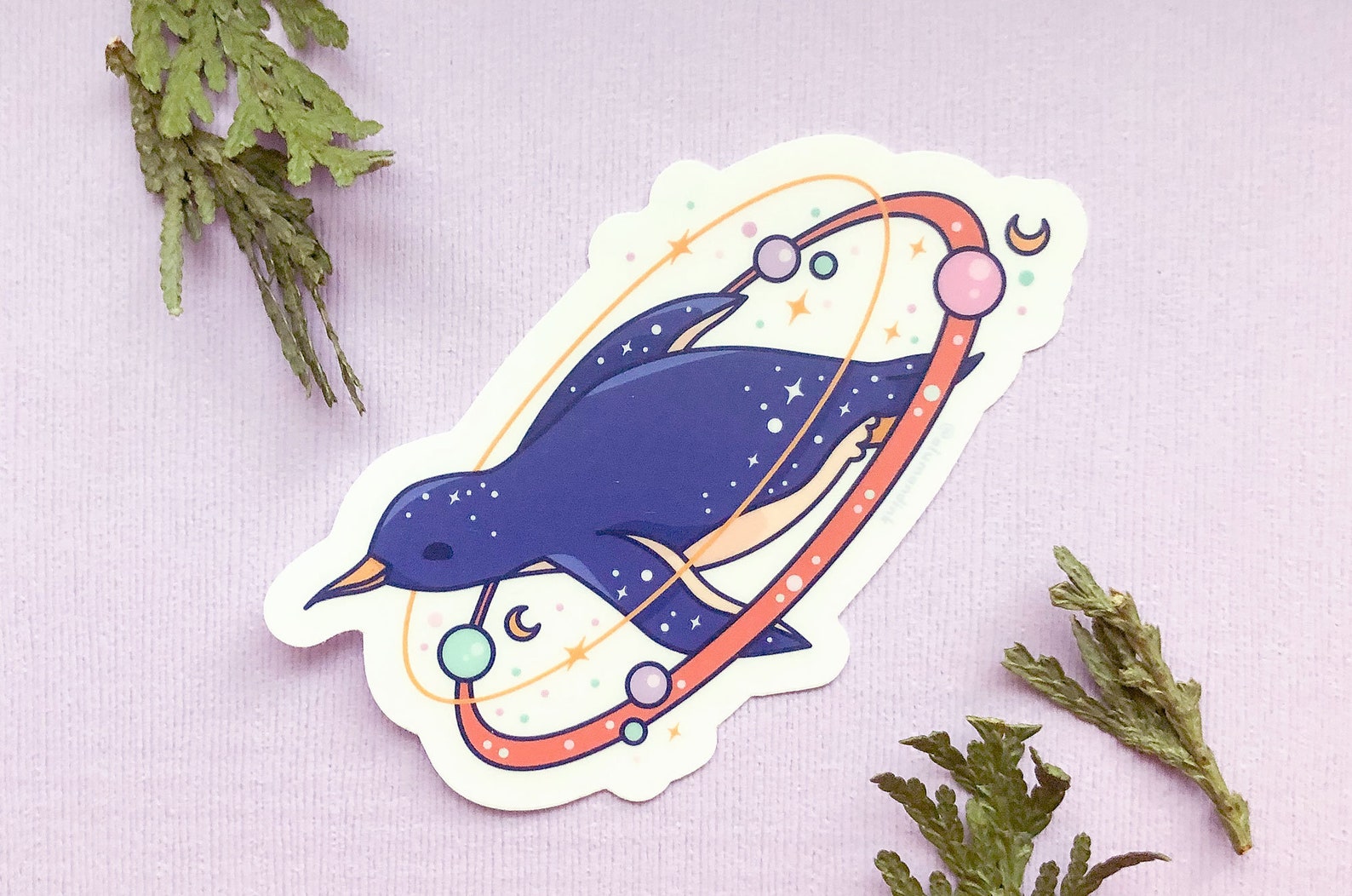 Cosmic Penguin Clear Vinyl Sticker - Etsy