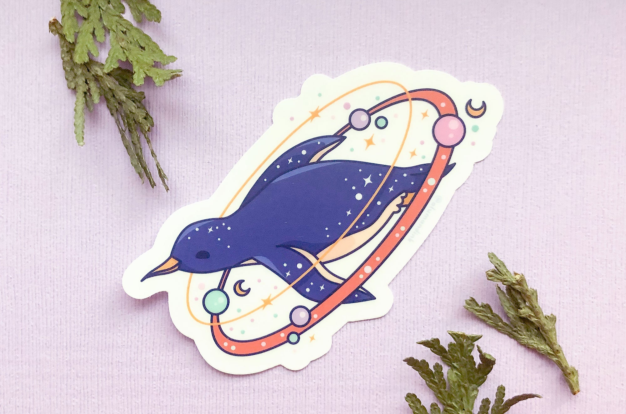 Cosmic Penguin Clear Vinyl Sticker - Etsy