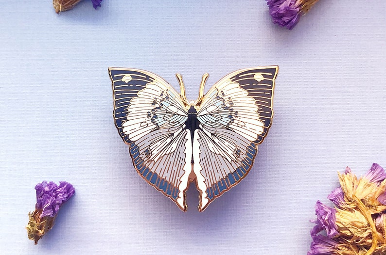 Blue Oakleaf Butterfly Enamel Pin - Etsy