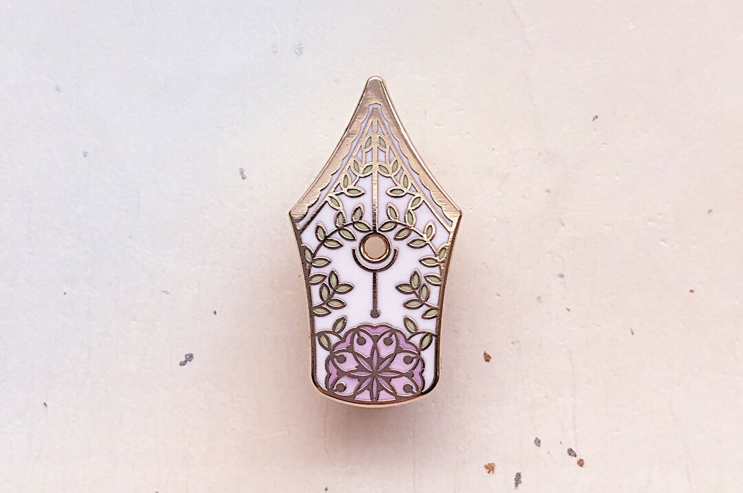 Floral Fountain Pen Enamel Pin - Etsy