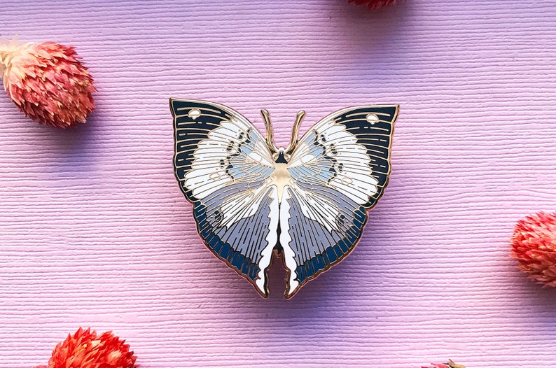 Blue Oakleaf Butterfly Enamel Pin - Etsy