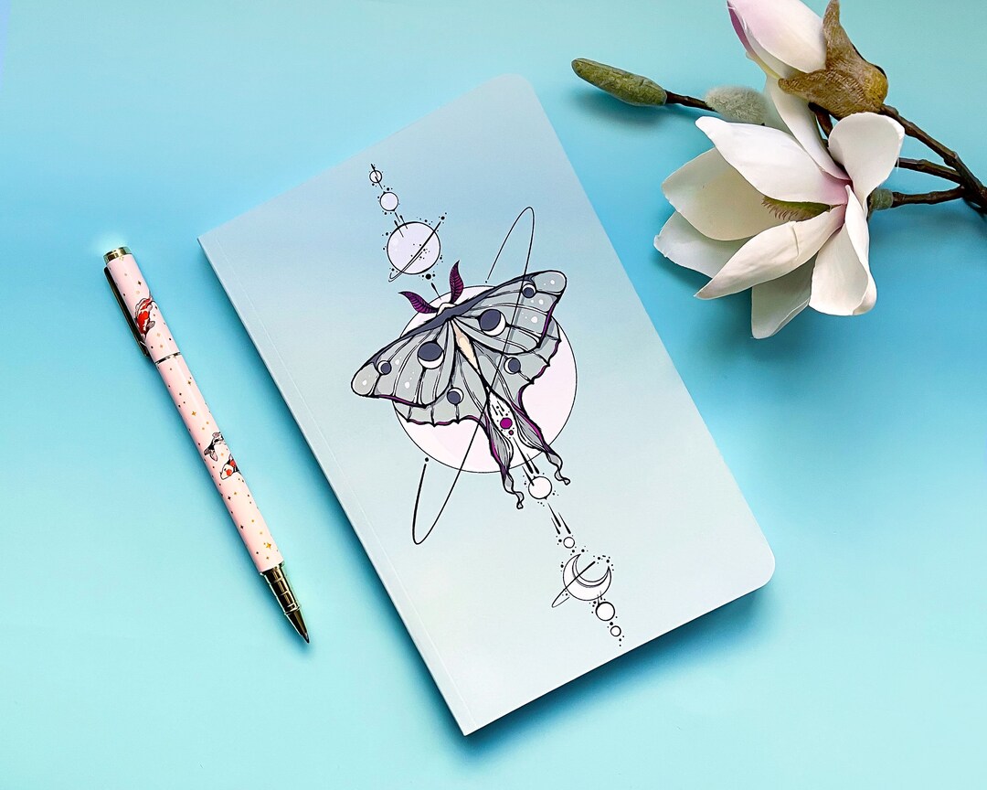 Moon Pillar Luna Moth Dotted Grid Notebook - Etsy