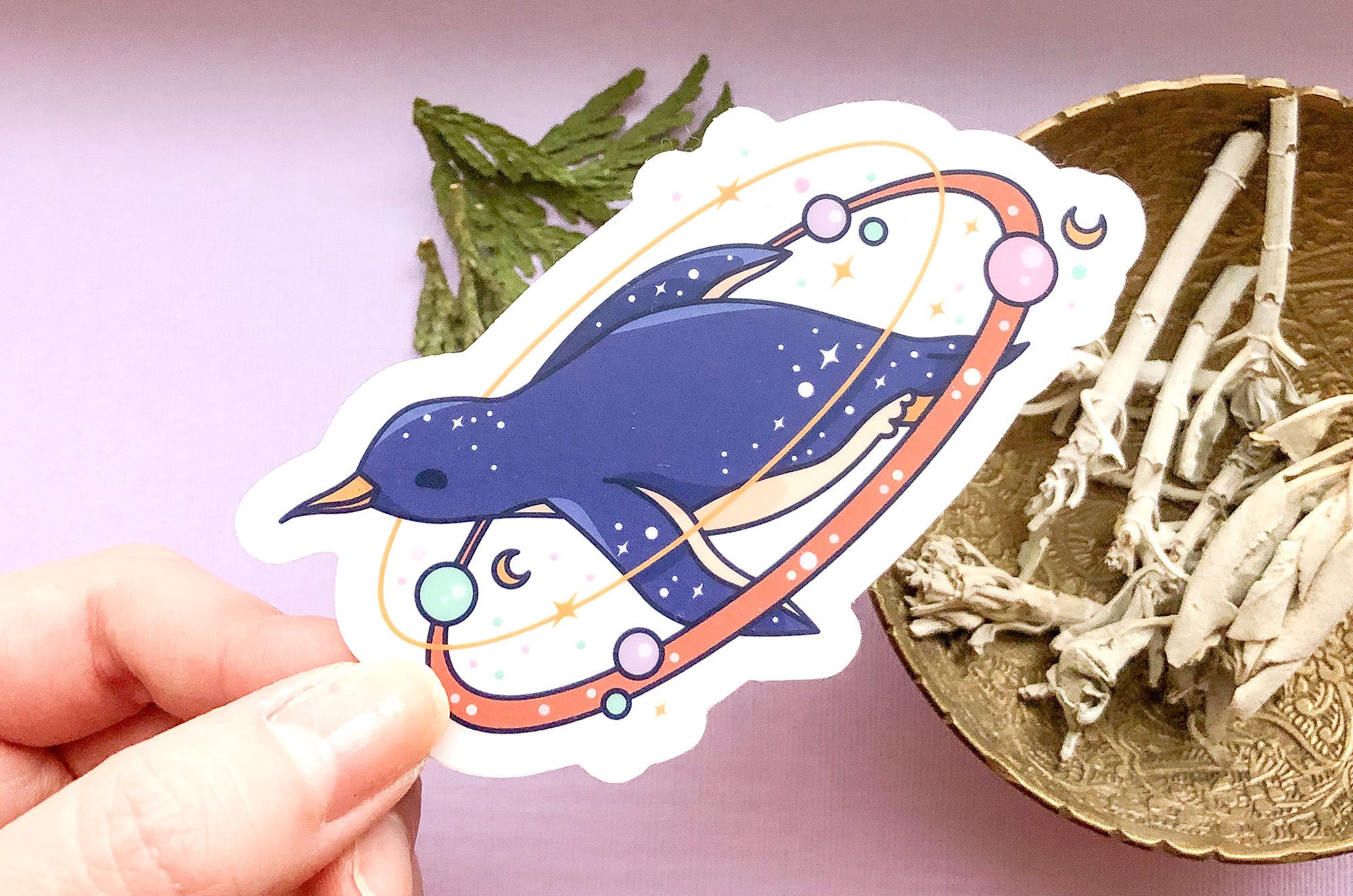 Cosmic Penguin Clear Vinyl Sticker - Etsy