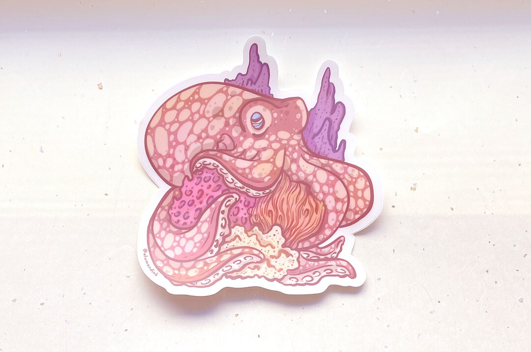 Caribbean Reef Octopus Clear Vinyl Sticker - Etsy