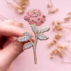 Red Tea Rose Enamel Pin - Etsy