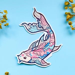 Vaporwave Cloud Koi Clear Vinyl Sticker - Etsy