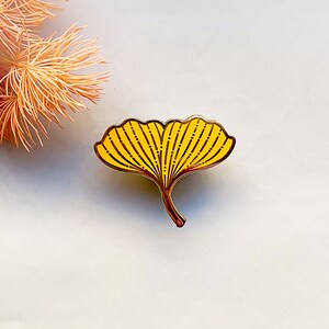 Ginkgo Biloba Leaf Enamel Pin - Etsy