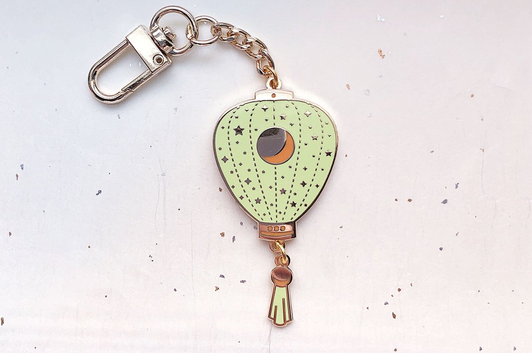 Green Stars and Moon Lantern Keychain Charm - Etsy