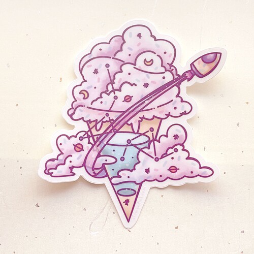 Space Ice Cream Vinyl Sticker - Etsy