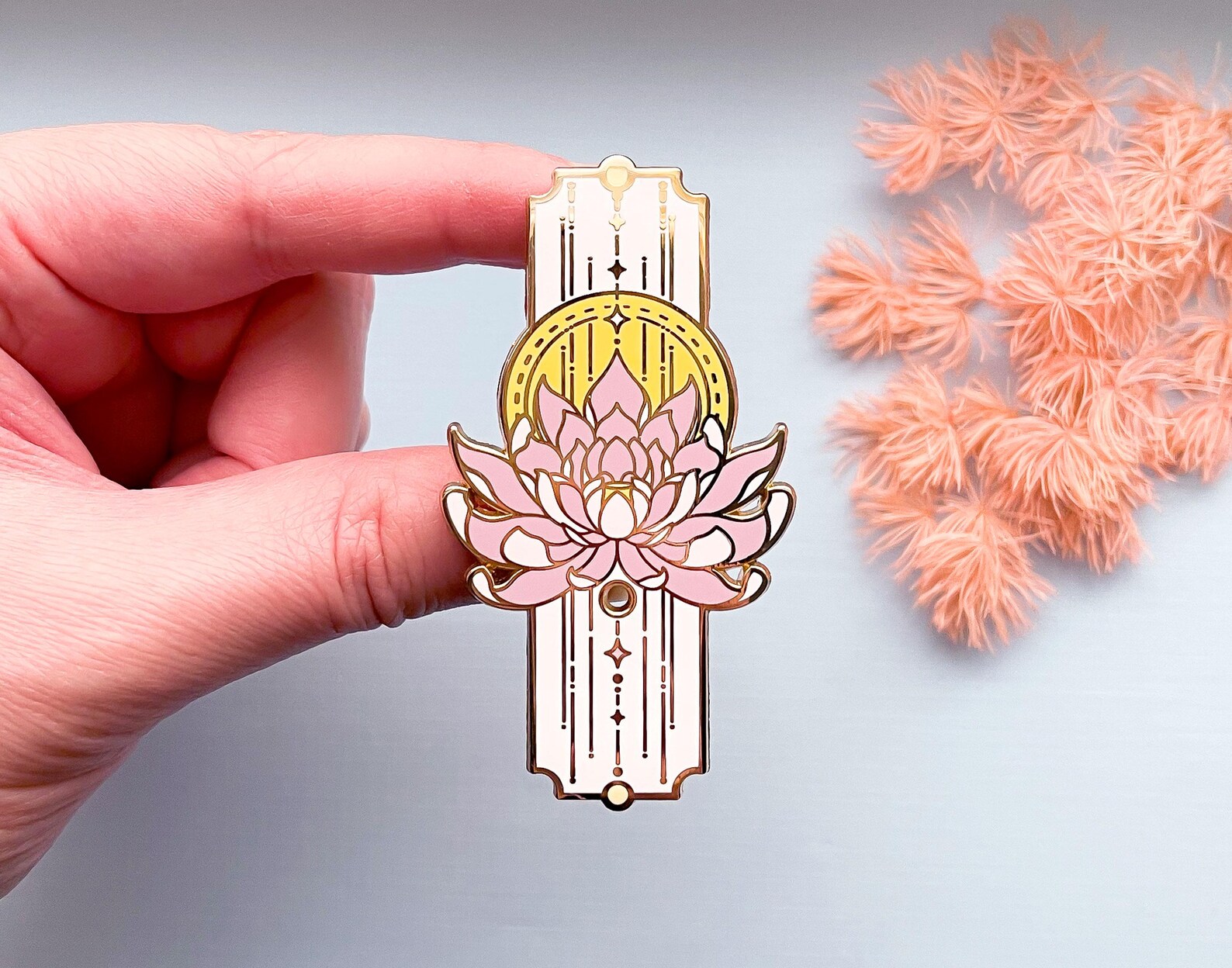 Sacred Lotus Sun and Star Pillar Enamel Pin - Etsy