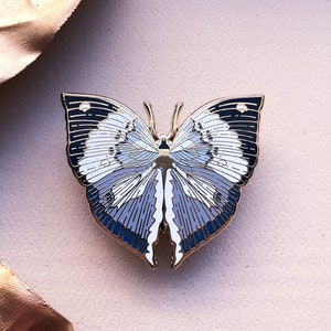 Blue Oakleaf Butterfly Enamel Pin - Etsy