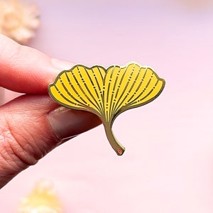 Ginkgo Biloba Leaf Enamel Pin - Etsy