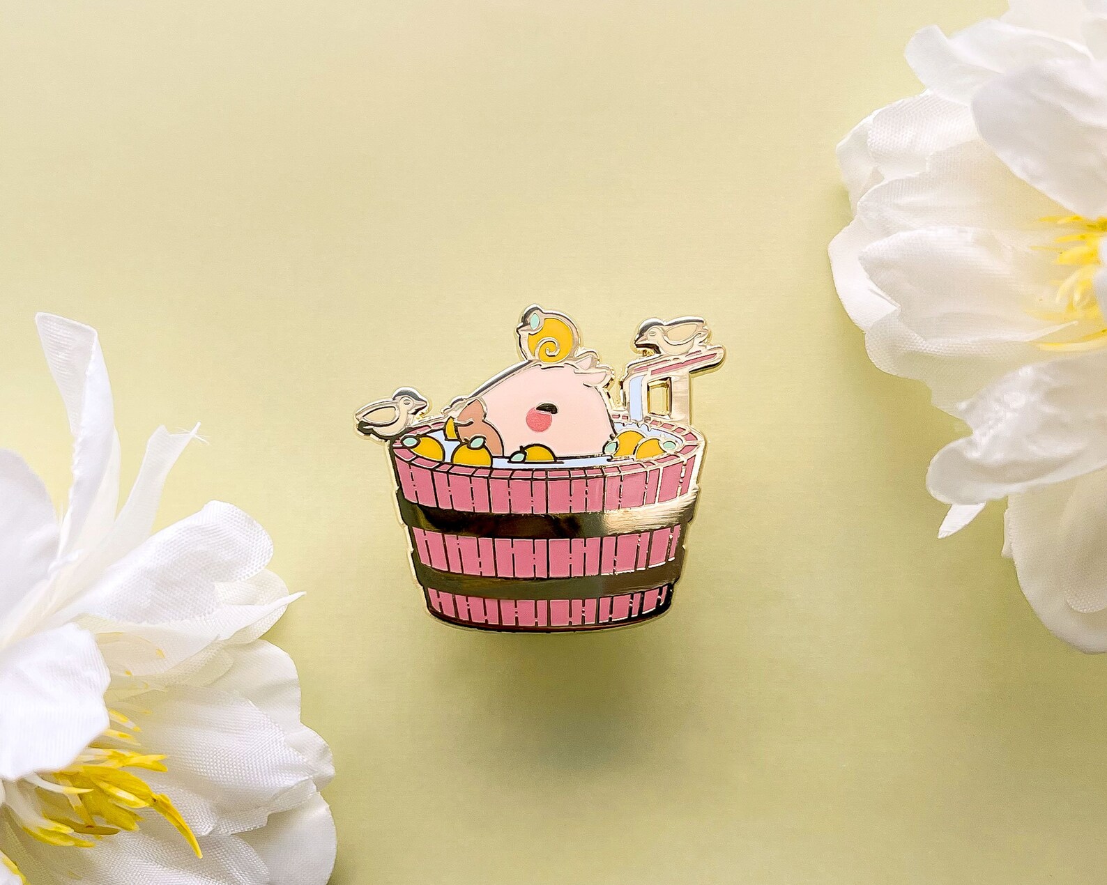 Curly the Capybara in a Bucket Spa Enamel Pin - Etsy