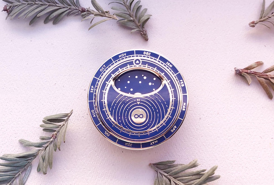 Blue Mini Planisphere Spinning Enamel Pin - Etsy