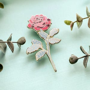 Red Tea Rose Enamel Pin - Etsy