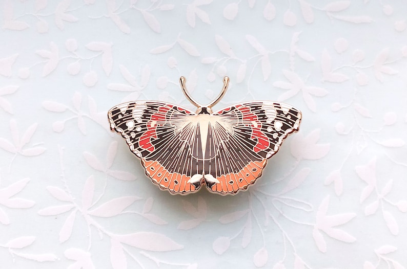 Red Admiral Butterfly Enamel Pin - Etsy