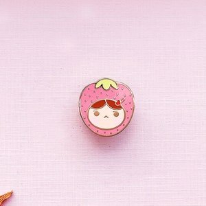 Strawberry Girl Enamel Pin - Etsy