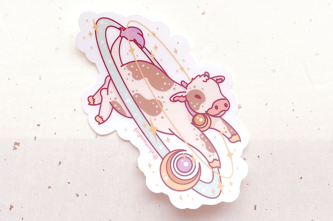 Cosmic Cow Clear Vinyl Sticker - Etsy