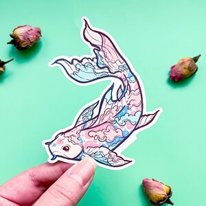 Vaporwave Cloud Koi Clear Vinyl Sticker - Etsy