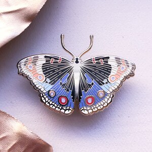 Blue Pansy Butterfly Enamel Pin - Etsy