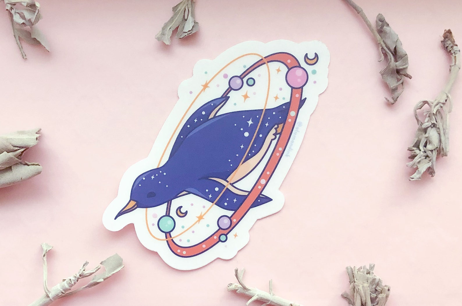 Cosmic Penguin Clear Vinyl Sticker | Etsy