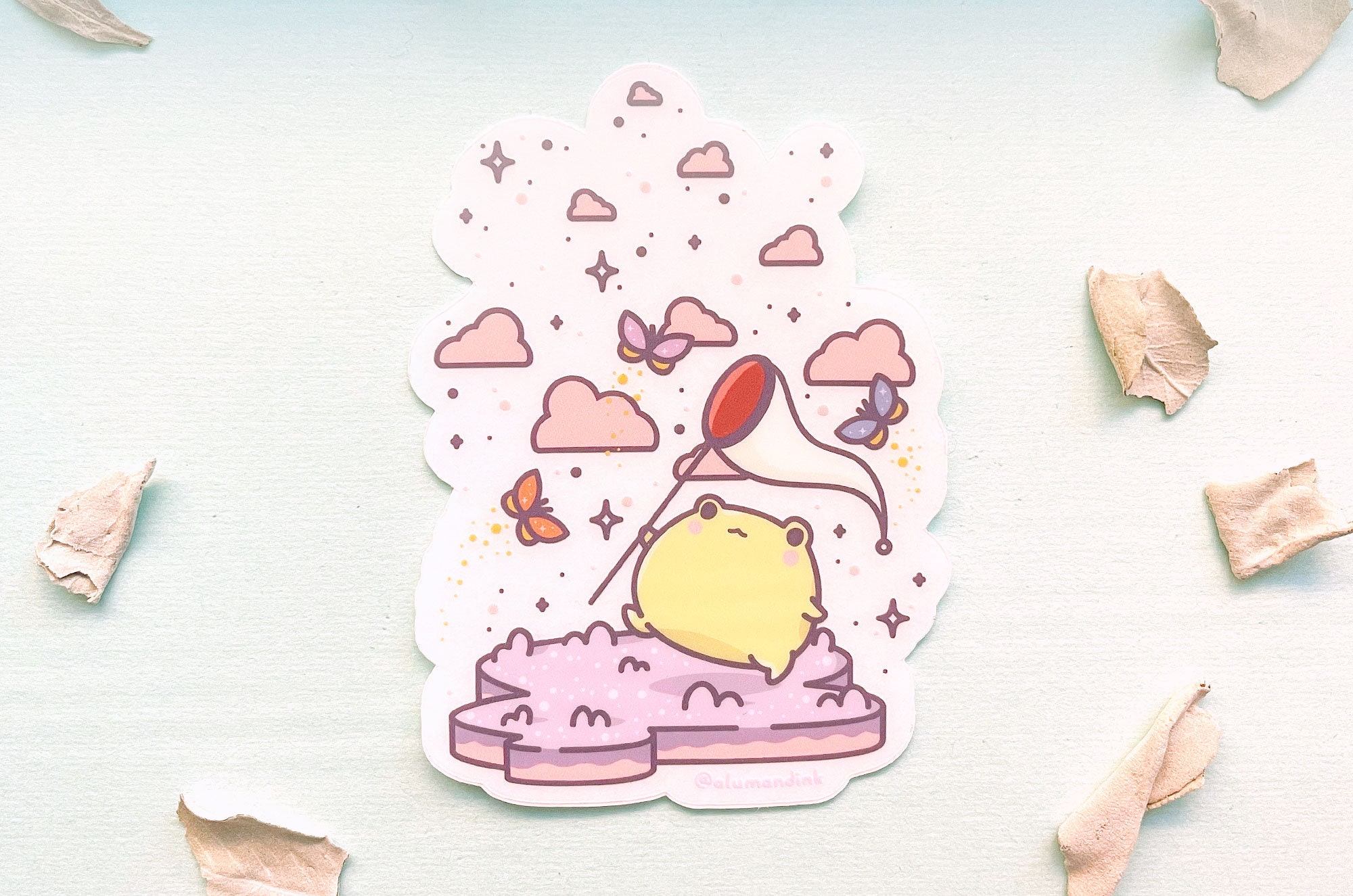 Butterfly Net Frog Clear Vinyl Sticker | Etsy