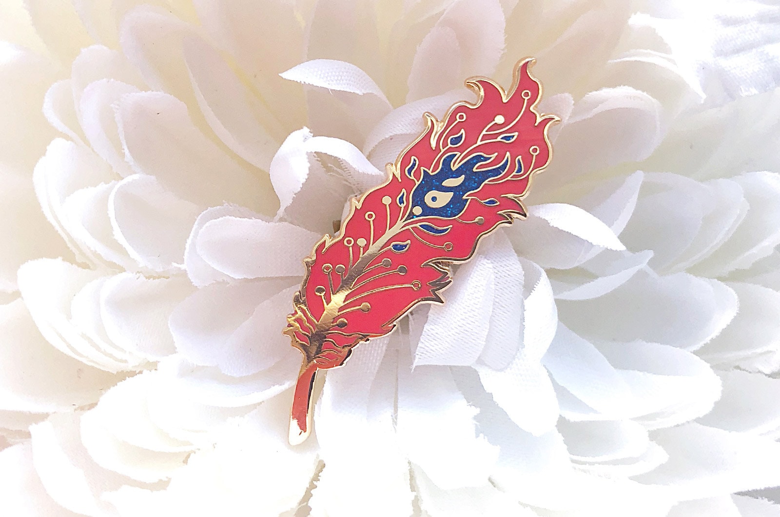 Phoenix Feather Enamel Pin - Etsy UK