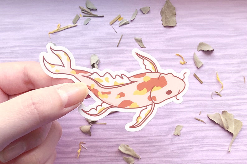 Pink Koi Fish Vinyl Sticker - Etsy
