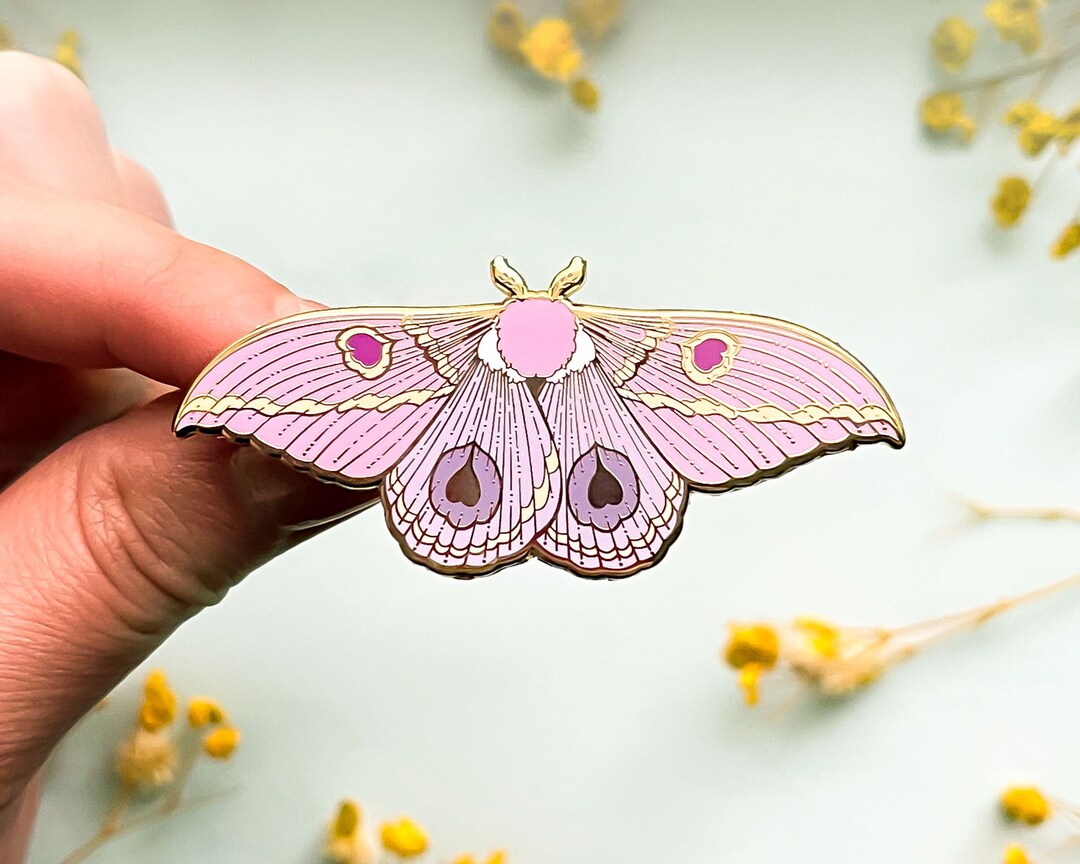 Dognin's Pink Bullseye Moth Enamel Pin - Etsy