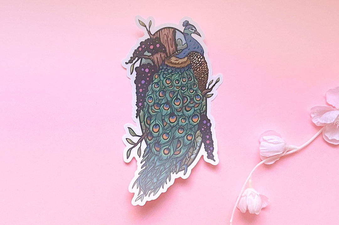 Blue Peacock Clear Vinyl Sticker - Etsy