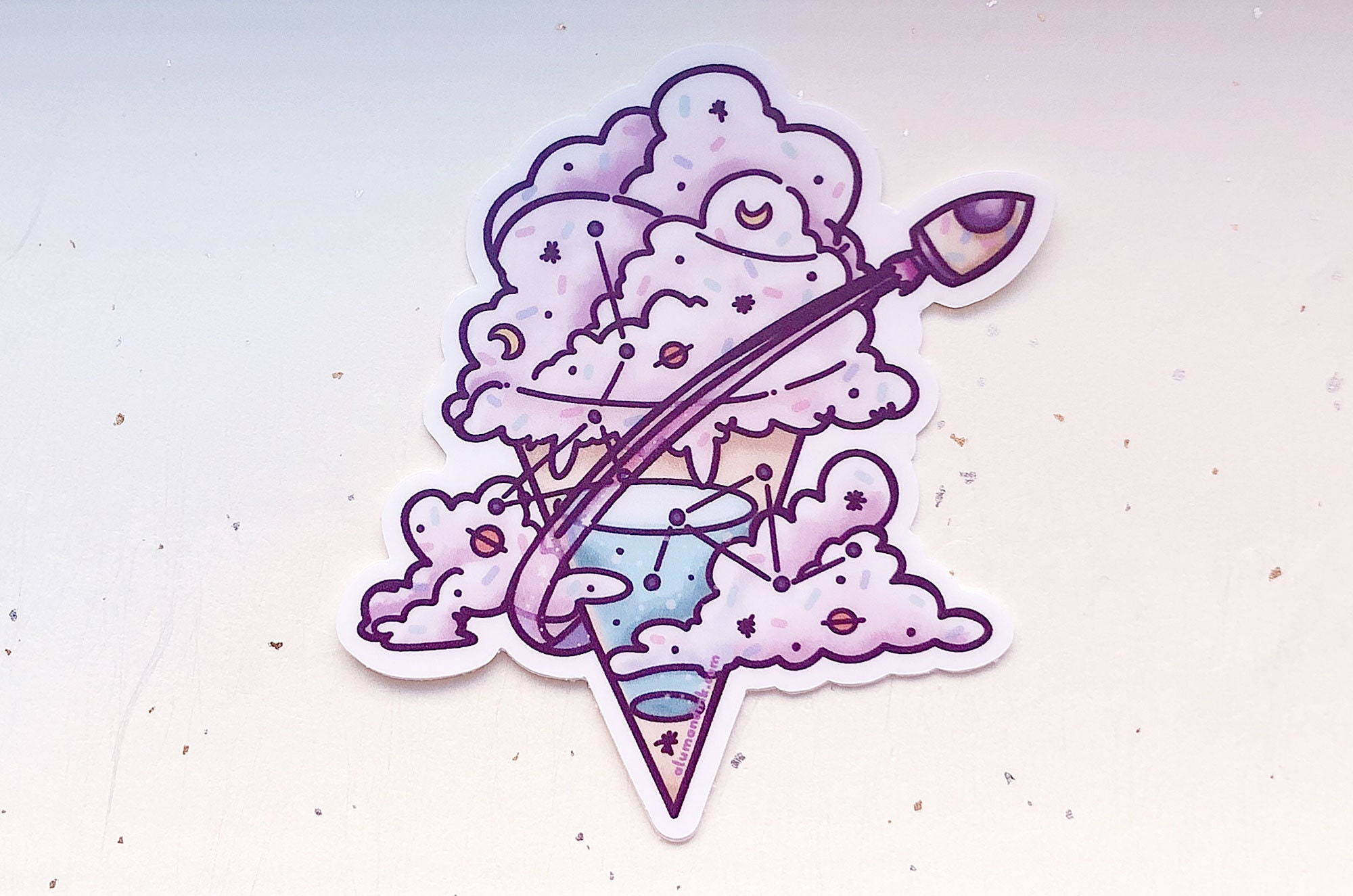 Space Ice Cream Vinyl Sticker | Etsy
