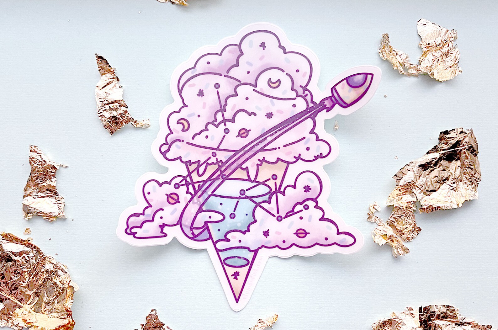 Space Ice Cream Vinyl Sticker - Etsy