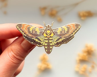 Death's-head Hawkmoth Hard Enamel Pin Hawk Moth Gold Variant Death Moth ...