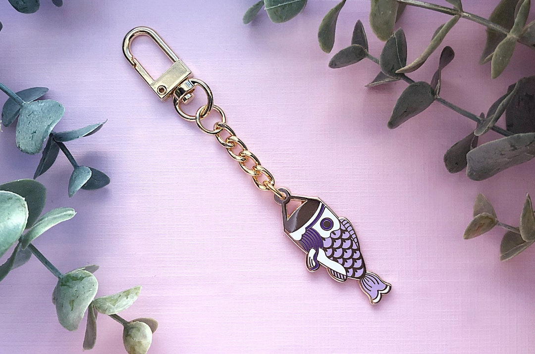 Purple Koinobori Carp Streamer Keychain Charm - Etsy
