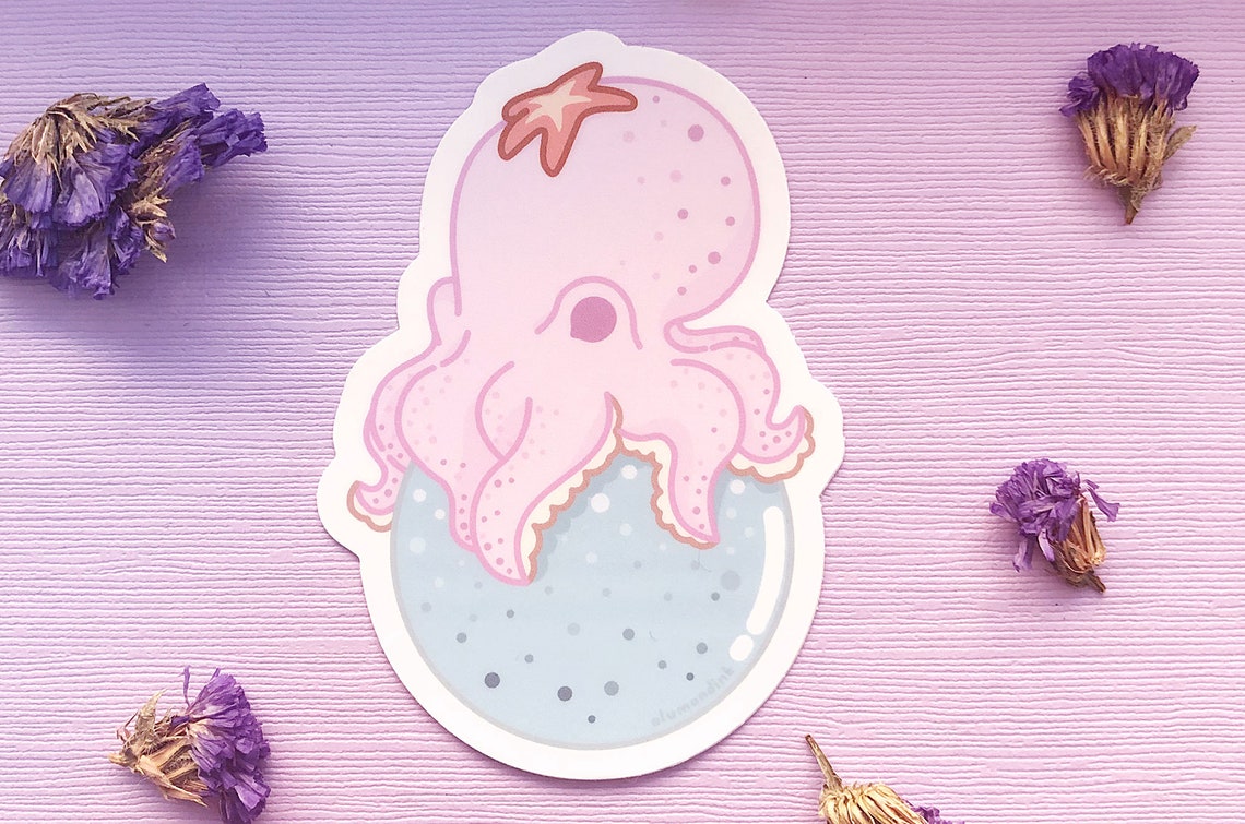 Octopus Bubble Vinyl Sticker | Etsy