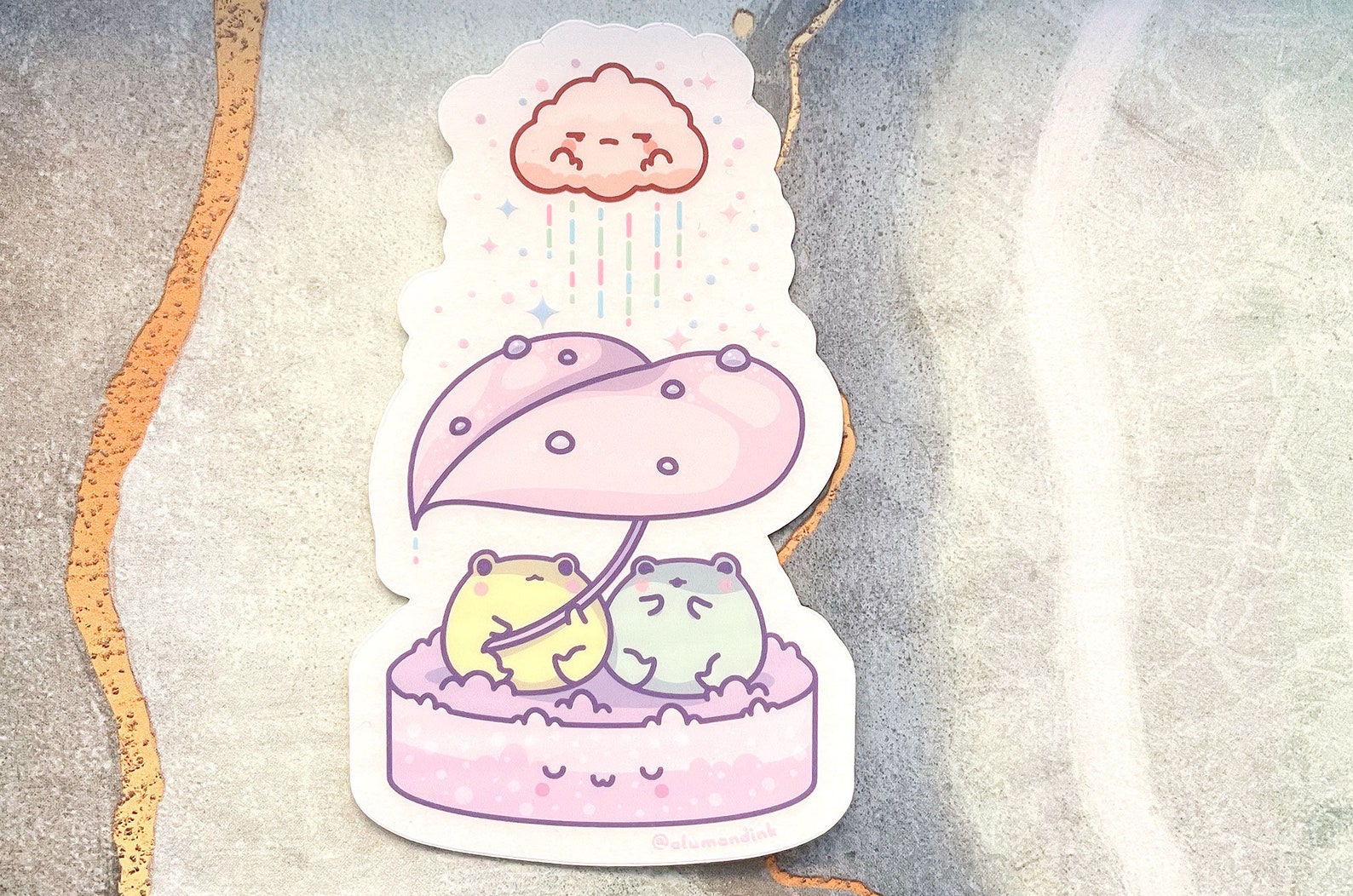 Frogs and Grumpy Rain Cloud Clear Vinyl Sticker | Etsy