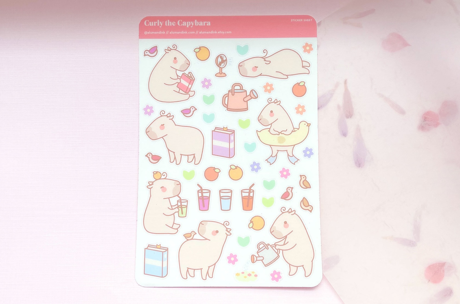 Curly the Capybara Books and Leaves Clear Vinyl Sticker Sheet - Etsy