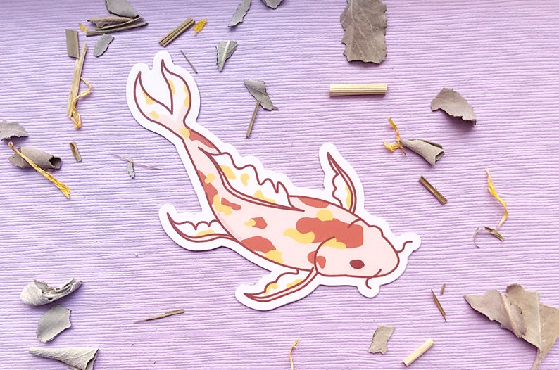 Pink Koi Fish Vinyl Sticker - Etsy