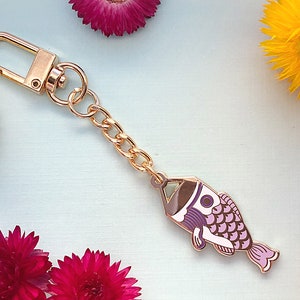 Purple Koinobori Carp Streamer Keychain Charm - Etsy
