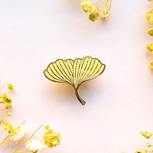 Ginkgo Biloba Leaf Enamel Pin - Etsy