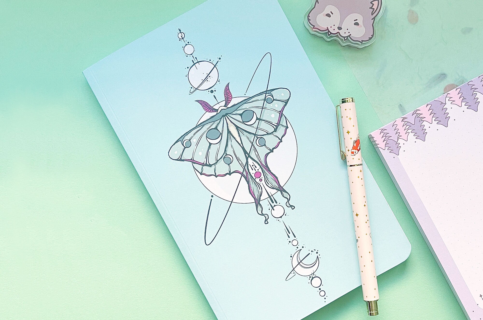 Moon Pillar Luna Moth Dotted Grid Notebook - Etsy