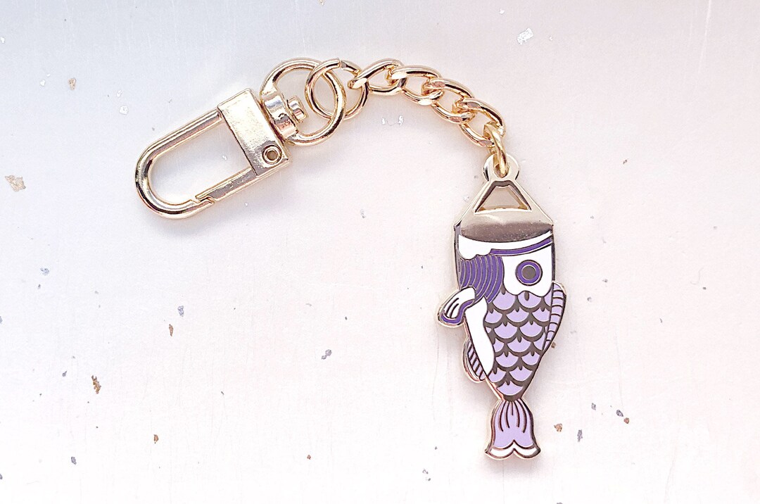 Purple Koinobori Carp Streamer Keychain Charm - Etsy