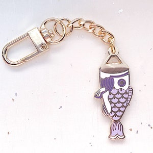 Purple Koinobori Carp Streamer Keychain Charm - Etsy