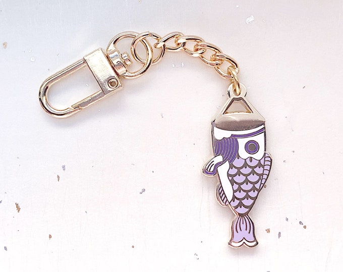 Purple Koinobori Carp Streamer Keychain Charm - Etsy